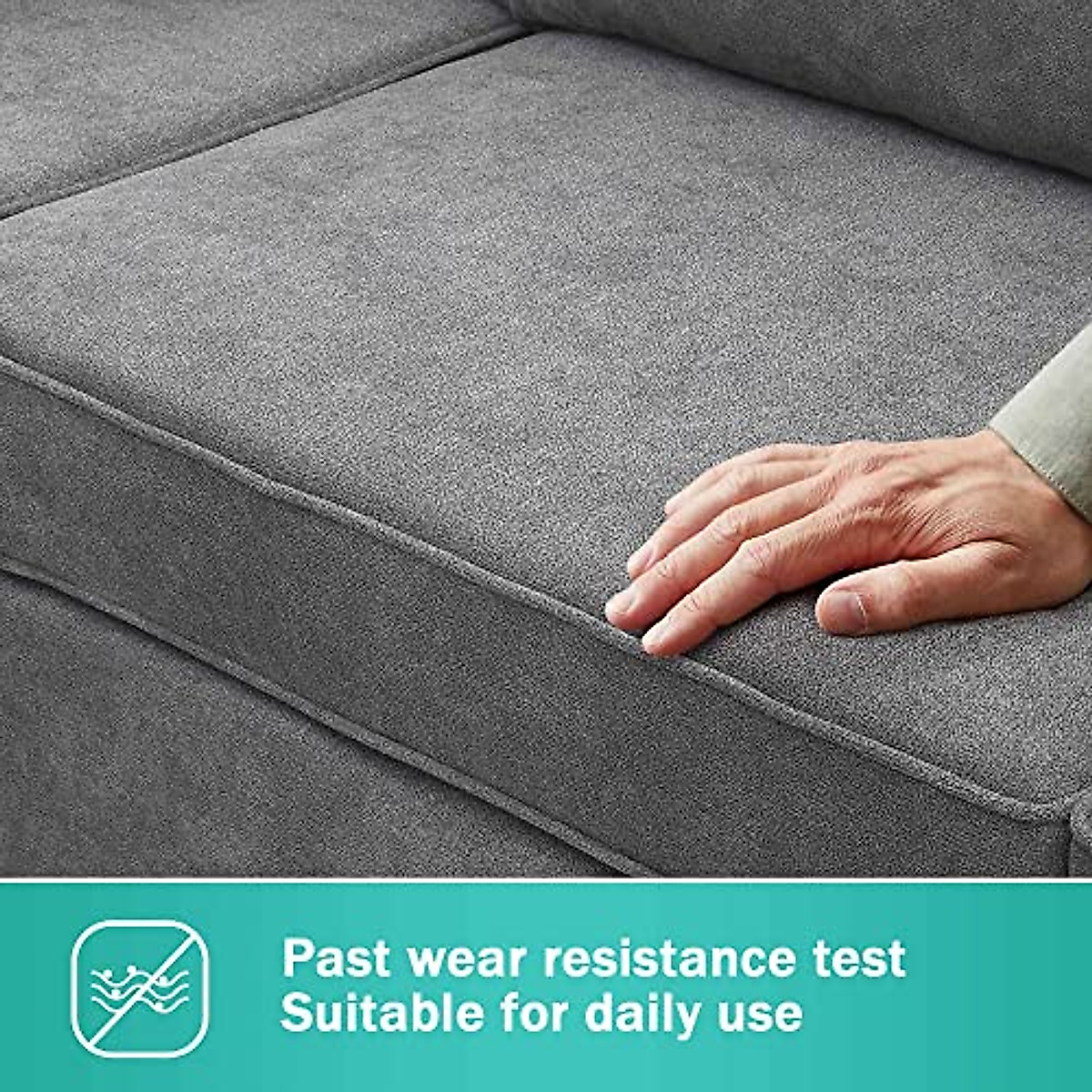 ATY Upholstered Sectional Sofa, L Shape Couch with 3 Pillows, Living Room Furniture, Perfect for Office, Apartment, 88 x 88 Inch, Gray