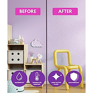 Glitter for Paint [5.3oz] – Holographic Silver with 2 x Buffing Pads – Glitter for Painting Walls for Luminous Paint Finish on Interior or Exterior Walls, Ceilings, and Wood - Glitter Paint Additive