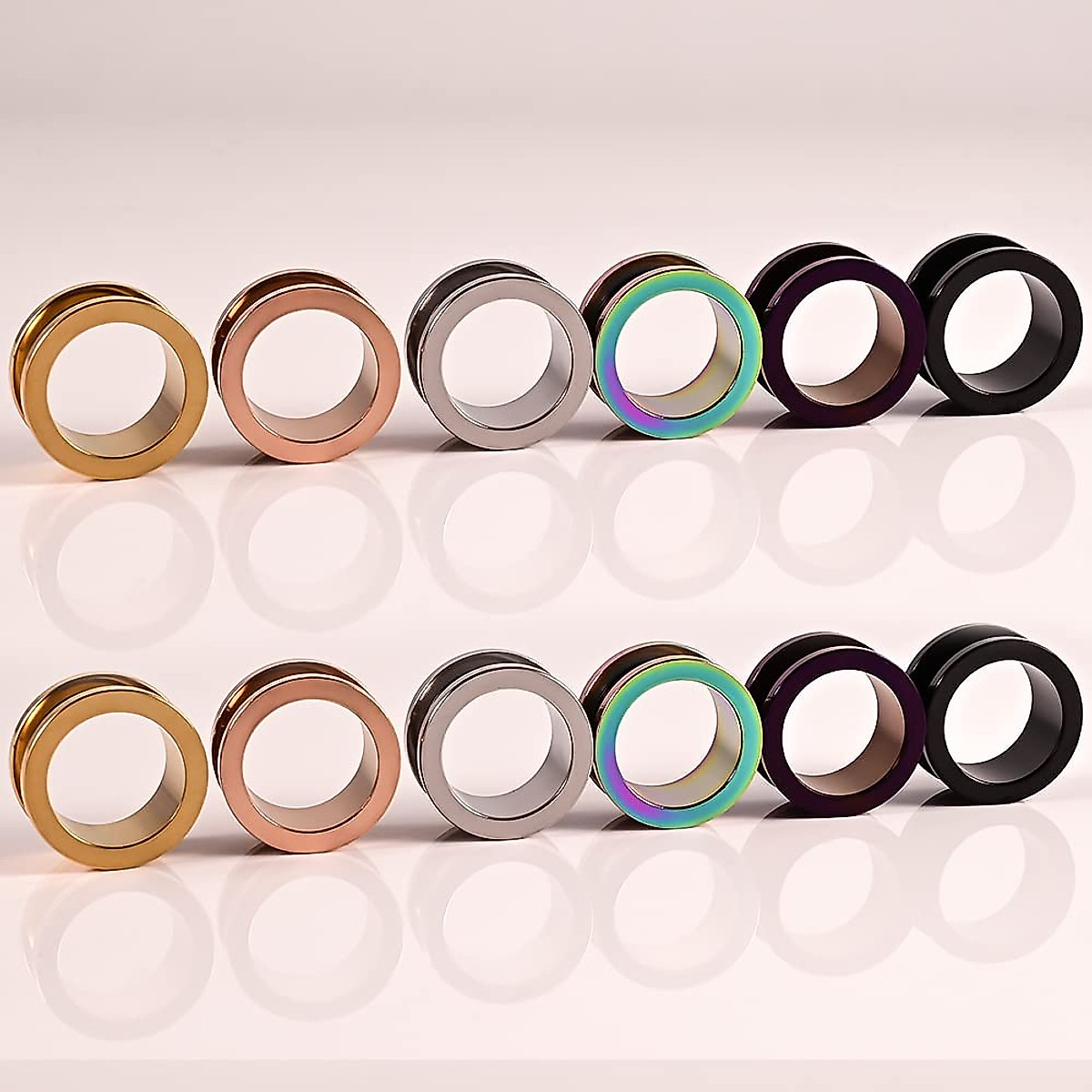 Maxbott Set of 12 PCS 316L Stainless Steel Ear Plugs Large Gauges Stretching Screw Fit Tunnels Gauge 2g - 1 inch (10mm(00G), 6 Pair)