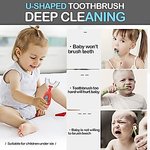 redini U Shaped Toothbrush Kids,Cute Manual Toothbrush with U-Shaped Bristles Food Grade Silicone Toothbrush Head for Kids 2-6 Years (Pink) 3.5x1.5x0.3''S