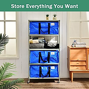 Moving Bags Heavy Duty Extra Large with Strong Handles Backpack Straps & Zippers,Blue Moving Totes,Packing Bags for Moving,Heavy Duty Storage Bags Compatible with Ikea Frakta Cart, 8 Pack