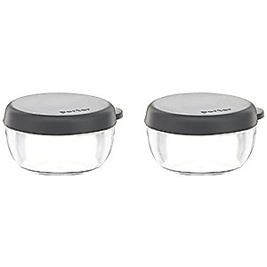 W&P Porter Dressing Container w/ Lid |Charcoal 1.5 Ounces (Pack of 2) | Leak & Spill Proof, Salad Dressing, Salt, Toppings, Food Storage, Airtight, Microwave and Dishwasher Safe, BPA-Free, (WP-PDR-CH)