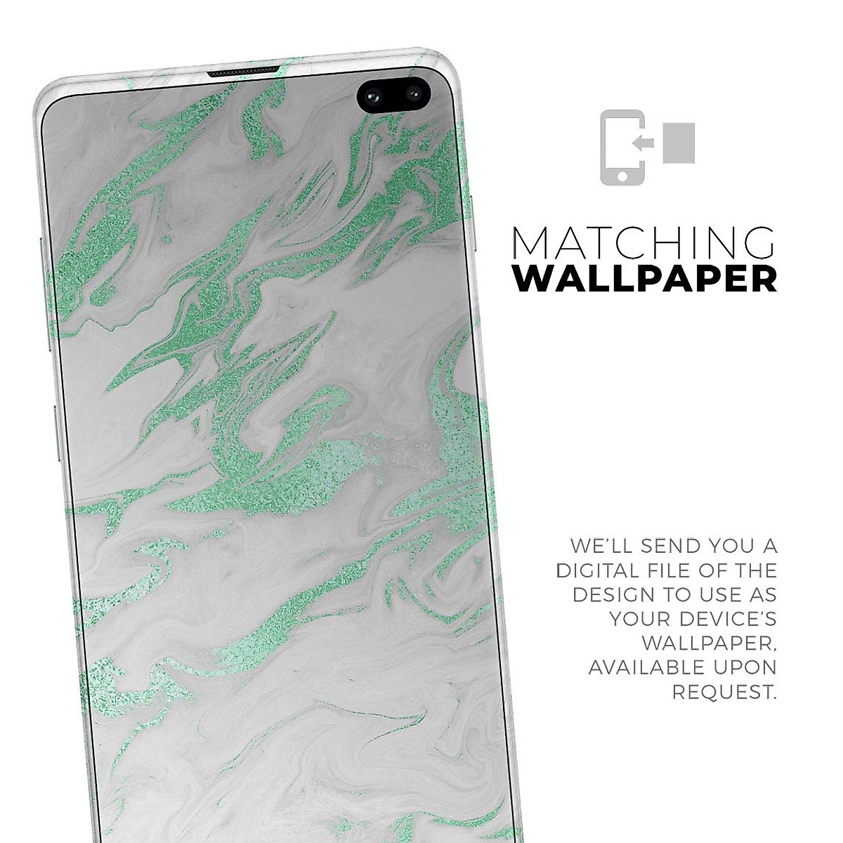 DesignSkinz Mint Marble & Digital Gold Foil V3 Protective Vinyl Decal Wrap Skin Cover Compatible with The Samsung Galaxy S20 (Screen Trim & Back Glass Skin)