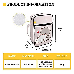 Mumeson Cute Cartoon Cats Bible Bag for Teen Girls Bible Covers with Handle Zip Pockets Durable Bible Protect Case Bible Book Covers Carrying Case Holder Bible Accessories Tote Bag Pink
