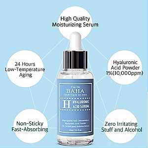 Pure Hyaluronic Acid 1% Powder Serum for Face 10,000ppm - Fine Line + Intense Hydration + facial moisturizer + Visibly Plumped Skin 2 Fl Oz