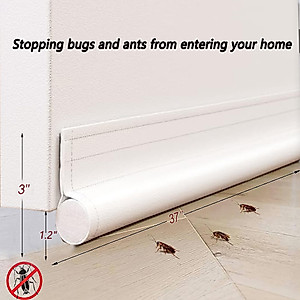 37" Cutable Door Draft Stopper Bottom One Sided Blockers for Bottom of Door Reduce Noise Cold Air, Dust, insulate Fits for Interior／Exterior Doors，1 Pack