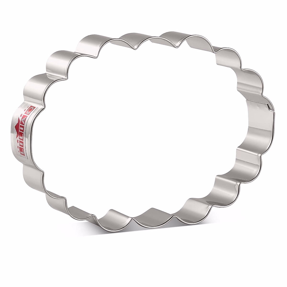 LILIAO Scalloped Edge Plaque Cookie Cutter Frame Sandwich Fondant Biscuit Cutter - 4.8 x 2.9 inches - Stainless Steel - by Janka