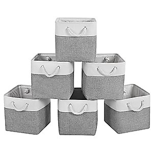 FinishingBo Fabric Cubes Storage Basket, 6 Pack 11x11 in with Handles Foldable Cube Storage Bins, for Shelves, Home, Office, Nursery Organizers