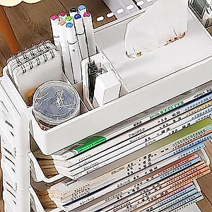 Yaslayp 6 Tier Mobile Bookshelf,Moveable Unique Bookcase with Mobile Bookshelf with Wheels,Floor Standing Multi-Layer Bookshelf Organizer Suitable for Studying in Bedrooms(6 Tier)