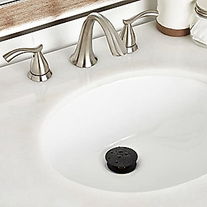 Built Industrial Universal Pop Up Drain Stopper for Bathroom Sink Without Overflow, with Detachable Catch Basket, Replacement Drain for Renovations and New Construction (Matte Black)