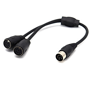 LOKEKE 8 Pin DIN MIDI Splitter Cable, 8 Pin DIN DIMI Male to 2 Din 8 Pin Female Y Cable Cord Wire Audio Socket Compatible with Bang Olufsen PowerLink MK2(8Pin to 8Pin)