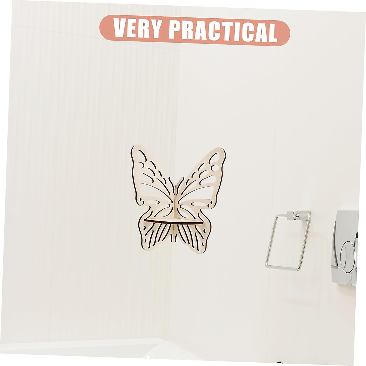 Ciieeo Wooden Butterfly Floating Shelf Ledge Delicate Books Display Rack Hanging fine Bookshelf Bohemia Books Display Wall Shelf Stand Pendant Crystal Stone Accessories