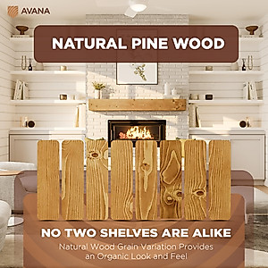 Avana Rustic Fireplace Mantle Shelf 60 Inches - Handcrafted Wood Mantles for Over Fireplace - Wall Mounted Farmhouse Fireplace Mantel Shelf - Floating Fireplace Mantels 60 Inch X 8 X 5 Rustic Natural