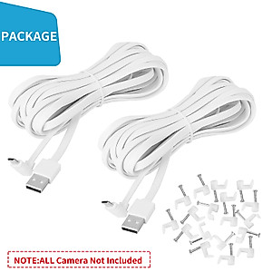 UYODM 16.4FT/5M L-Shape Micro USB Extension Cable Compatible with WYZE Cam Pan V3, 90 Degree Extension Charging Cable Power Your WYZE Cam Pan V3 Continuously - 2Pack White