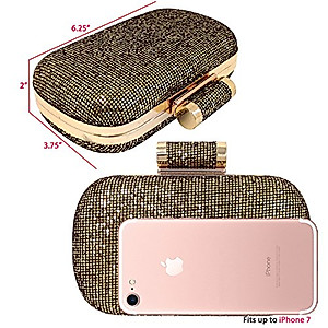 JNB Women's Sparkling Glitter Evening Box Clutch, Black