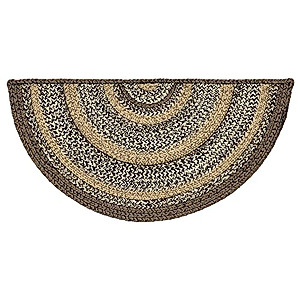 VHC Brands Espresso Rug with PVC Pad, Jute Blend, Half Circle, Brown Black Tan White, 16.5x33 inches