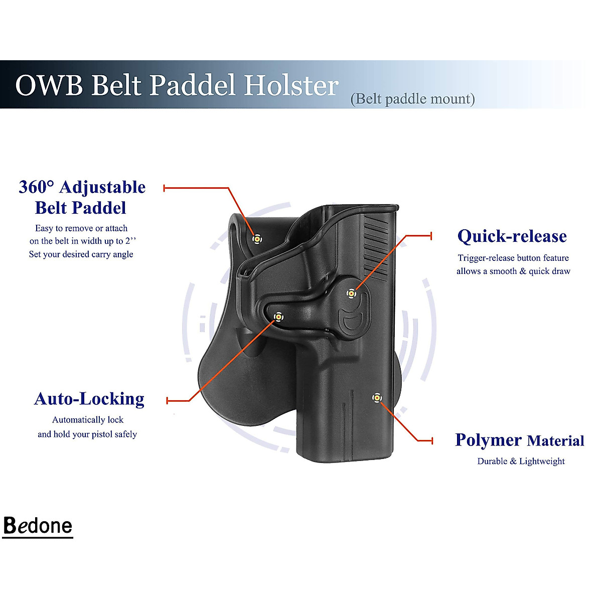 M P 9mm Holster fits S&W M&P 2.0 9mm/40, Smith & Wesson M&P 9mm(Not Shield), S&W SD40VE/SD9VE, Outside Waistband Holster, OWB Paddle Tactical Gun Holster, Adjustable Cant, Quick Release - Right Handed
