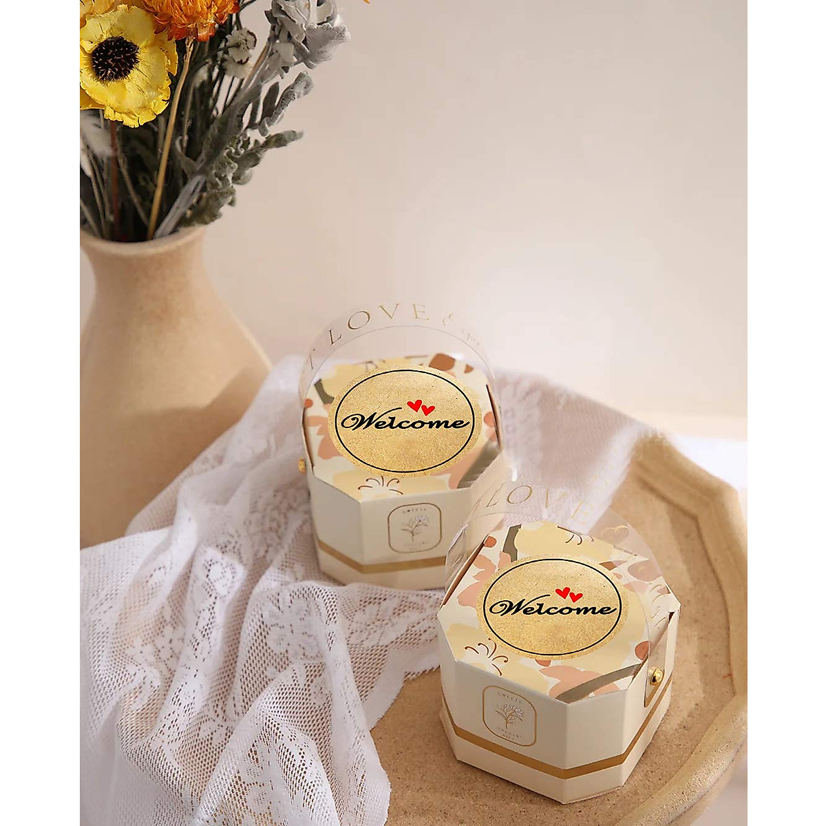 Kraft Welcome Stickers,Wedding Party Favor Bag Labels Invitation Card Envelope Seals for Bridal Shower Birthday Party,2 Inch 160 Pcs Per Pack