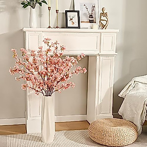 Sunm Boutique 3PCS Cherry Blossom Branches, Pink Plum Blossom Flowers Artificial Cherry Blossom Decor Tree Stems Faux Cherry Flowers Vase for Wedding Home Table Party Beach Theme Decor, 39''