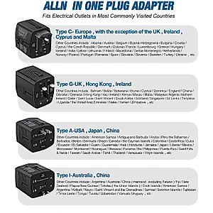 2000Watts Travel Adapter and Converter Combo Step Down Voltage 220V to 110V for Hair Dryer Laptop Cell Phone Travel Adapter Converter for US to UK Europe AU Over 150 Countries