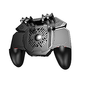 TJLSS New PUBG Gamepad Grip with Portable Charger Cooling Fan for PUBG Mobile Controller Six Finger L1R1 Game Trigger Joystick
