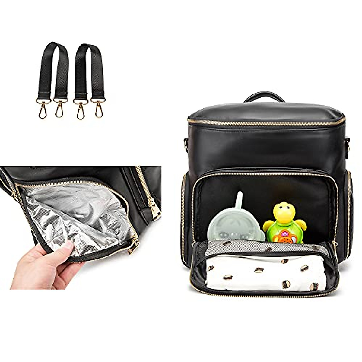 Ezgnuk Leather Diaper Bag Backpack, Travel Back Pack,Large Capacity Maternity Baby Nappy Organizer with USB Charging Port…