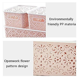 Czlsd Closet Storage Boxes Desktop Hollow Underwear Storage Box Three-Piece Household Drawer Plastic Covered Bra Underwear Socks Storage Box (Color : Pink)