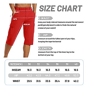 TACVASEN Mens Capris Shorts Men's Below Knee Shorts Red Cargo Shorts Tactical Workout Shorts Casual Hiking Shorts Zipper Pocket Shorts Men