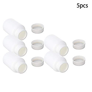 Othmro PE Plastic Lab Chemical Reagent Bottles 5pcs, 51ml/1.72oz Wide Mouth 28mmID Round Sample Liquid Storage Container Sealing Bottles White with Cap