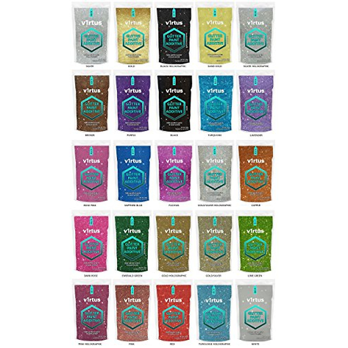 V1RTUS Silver Holographic Glitter Paint Crystal Additive 100g / 3.5oz for Acrylic, Latex, Emulsion - use Interior/Exterior - Wall, Ceiling, Wood, Metal, Varnish, Dead Flat, Matte, Soft Sheen or Silk