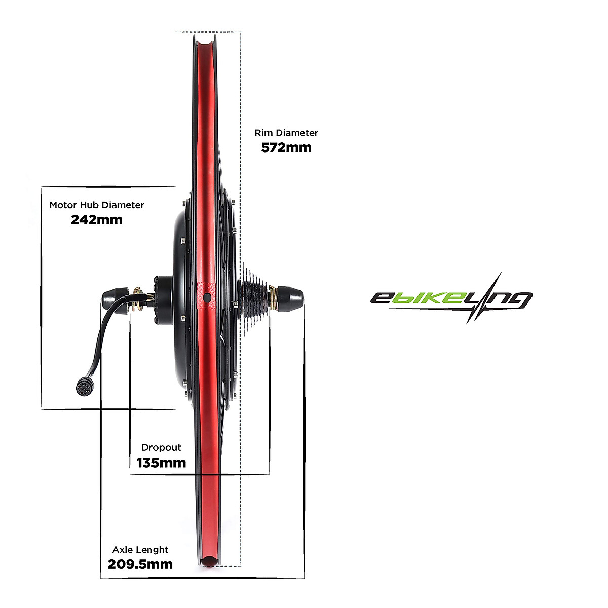 EBIKELING Waterproof Ebike Conversion Kit for Electric Bike 26" Front or Rear Wheel Electric Bicycle Hub Motor Kit, 1500W, Rear/LCD/Thumb
