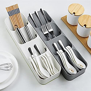 Wewdigi Drawer Cutlery Organizer Tray Kitchen Storage Holder Rack for Cutlery Silverware-Gray…