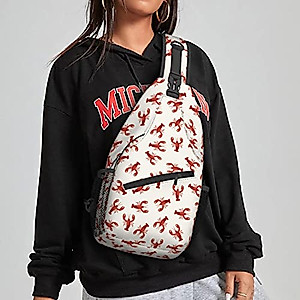 NiuKom Red Lobsters Crawfish Crossbody Bags for Women Trendy Sling Backpack Men Chest Shoulder Bag Gym Cycling Travel Hiking Daypack