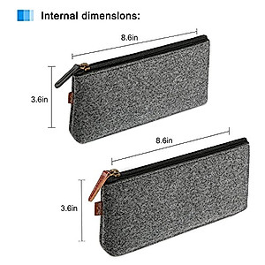 ProCase 2 Pack Pencil Bag Pen Case, Felt Students Stationery Pouch Zipper Bag for Pens, Pencils, Highlighters, Gel Pen, Markers, Eraser and Other School Supplies