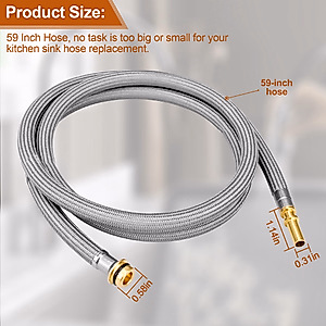 88624000 Kitchen Faucet Pull Out Hose Replacement for Hansgrohe Sink Spray Faucet, 59 Inch Pull Down Hose with Brass Connectors Replace 95507000 95506000