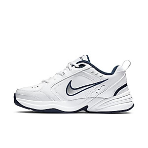 Nike Men's Air Monarch IV Cross Trainer, White/Metallic Silver/Midnight Navy, 8.5