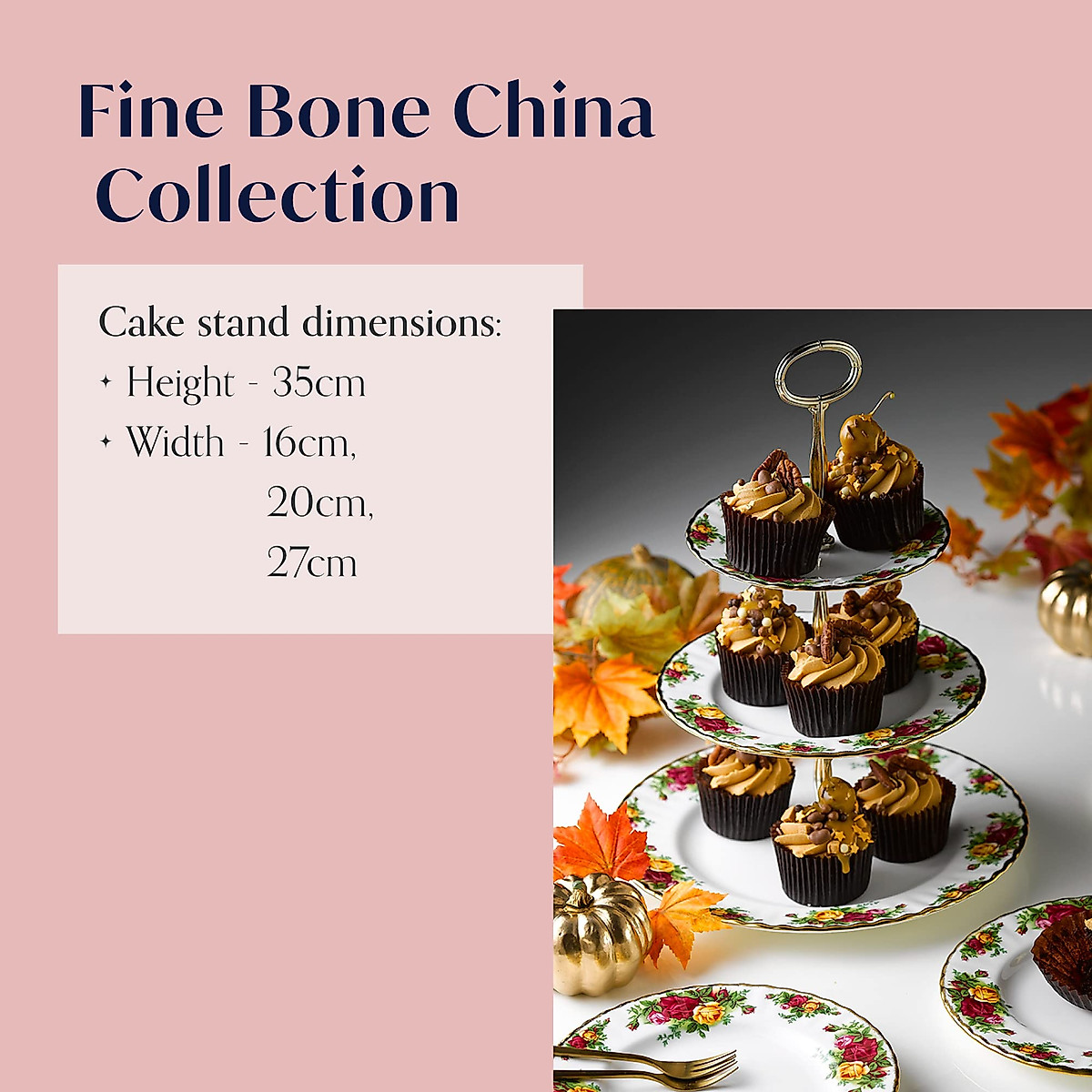 Royal Albert Old Country Roses Three-Tier Cake Stand, 11.5", Multi