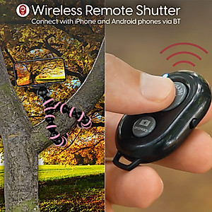 TALK WORKS Flexible Tripod for iPhone, Android, Camera - Bendable Legs, Adjustable Stand Holder with Mini Wireless Remote for Selfies, Vlogging, Beauty/Makeup, Live Streaming/Recording - Pink