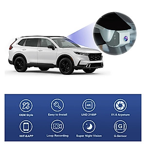 Fitcamx 4K Dash Cam Compatible with Car DVR Accessories CRV 2023,Dash Camera Compatible with CR-V CRV CR V Hybrid 6th Gen 2023 2024 (Color : Beige, Size : 4K Dual Cam 128GB)