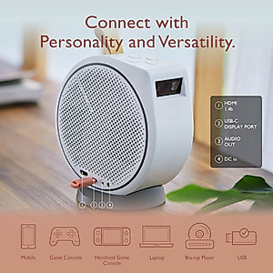 BenQ GV30 LED Portable Ceiling Projector with 135˚ Rotating Angle Projection | Extra Bass Bluetooth Speaker | Android TV 10 |Auto Focus & Vertical Keystone | WiFi |Chromecast & AirPlay | HDMI | USB-C