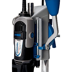 Dremel Drill Press Rotary Tool Workstation Stand with Wrench- 220-01- Mini Portable Press- Holder- 2 Inch Depth- Ideal for Drilling Perpendicular and Angled Holes- Table Top , Silver