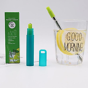 Hoshen Reusable Stainless Steel Telescopic Straw, Portable Straw, With Silicone Nozzle And Cleaning Brush (Original Box), Red，1 Piece