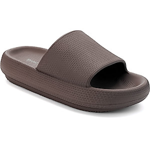 Joomra Slippers for Women Mens Foam Pillow House Shower Bath Bathroom Puffy Home Platform Sandals Shower Cushion Slides for Ladies Female Male Sandles Chocolate 37-38