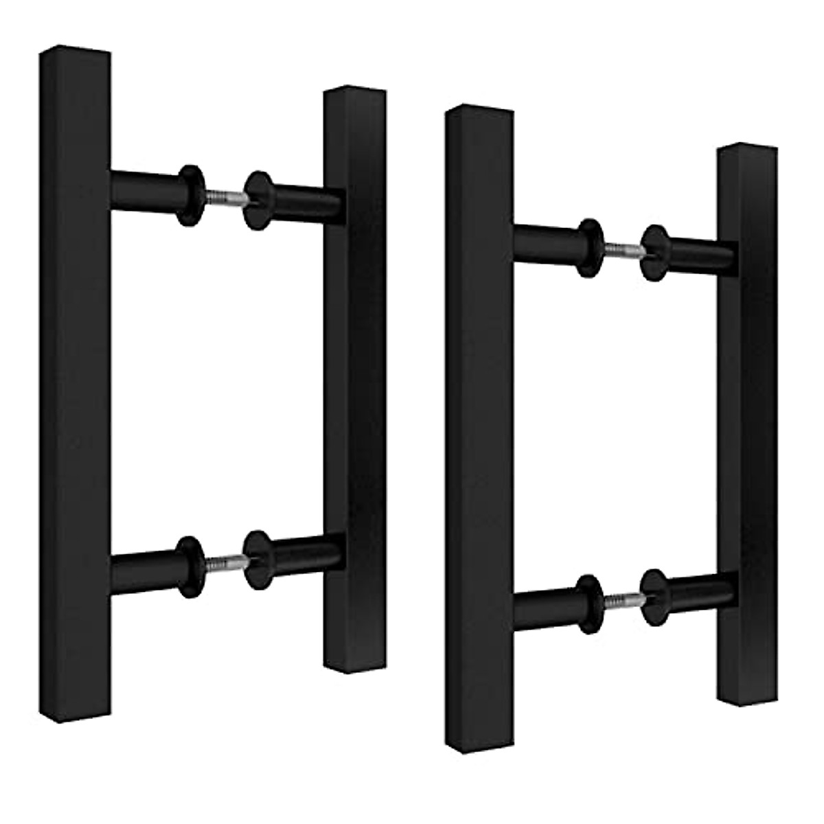 SMARTSMITH Barn Door Pull Handle, 12" Square H-Shape Barn Door Handles Double-Side, Stainless Steel, Dual Use Glass Door Wooden Door,Sliding Barn Door Shower Door, Black 2 Pack