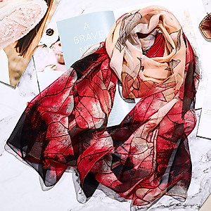 Sureio 6 Pcs Scarves for Women Lightweight Summer Floral Print Pattern Scarf for Women Dressy Long Thin Scarf Shawl(Light Style)