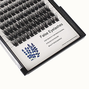 Hannahool Large Tray -D Curl Handmade Thick Base Natural Long Individual False Eyelashes Dramatic Cluster Lashes Makeup Full Volume Eye Lashes Extensions Wide Stem (16mm)