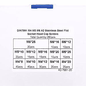 Screw Organizer, Screws Assortment Set Hex Socket Screw Flat Screw Pocket Hole Screws, Screws Kit for Electronics Industry Hardware Fasteners DIY