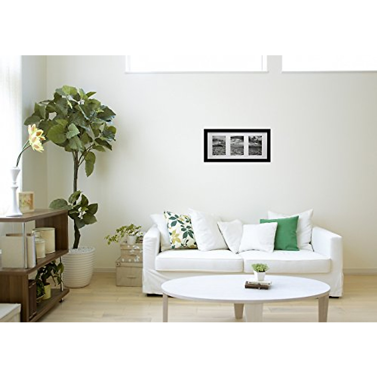 8x16 Collage Black Gallery Picture Frame with Three 4x6 Inch Openings - Wide Molding - Includes Both Attached Hanging Hardware and Desktop Easel - Display Three 4 x 6 Photos Horizontal or Vertical