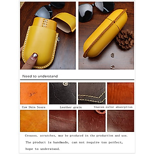 Fanyixuan Leather Glasses Case Cowhide Vintage Men And Women Nearsighted Glasses Sunglasses Travel Anti-Crush Storage Box (Yellow)