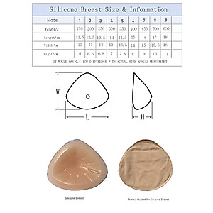 Silicone Breast Form Woman Mastectomy Prosthesis Bra Enhancer Inserts 1 Pair (1000g/Pair (D Cup)) Beige